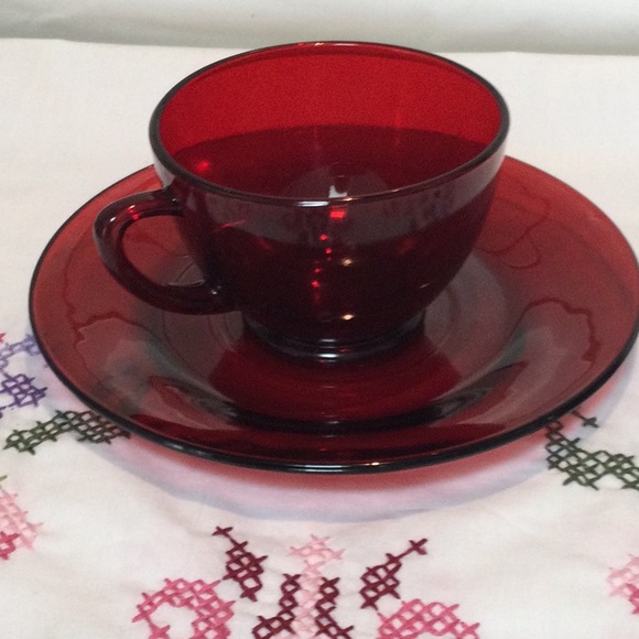 Anchor Hocking | Dining | Royal Ruby Cup And Saucer Set Anchor Hocking ...